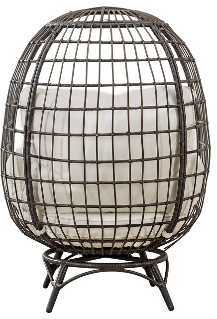 Swivel Patio Lounge Chair, Egg Shaped Design With Wicker Frame ...