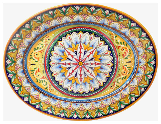 Deruta Ceramiche Sberna Antico Geometrico 16.5X13" Oval Platter ...