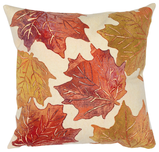 Visions IV Leaf Toss Indoor/Outdoor Pillow, 20"x20" - Contemporary - Outdoor Cushions And ...