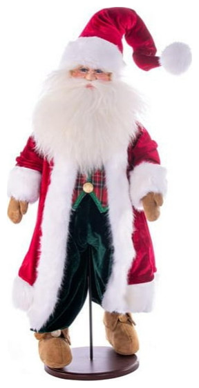 Vickerman KV210728 28" Red Plaid Velvet Santa Doll with Stand - Holiday ...