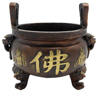 Chinese Bronze Foo Dog Fireball Motif Incense Burner - Asian - Home ...