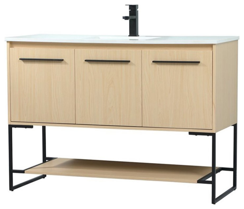 Elegant Decor Sloane 48" MDF and Steel Single Bathroom Vanity in Maple ...