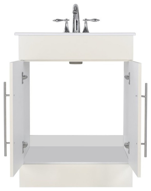 Saint Birch 23" 2-Door Modern PVC Plastic Bathroom Vanity Base in Cream ...