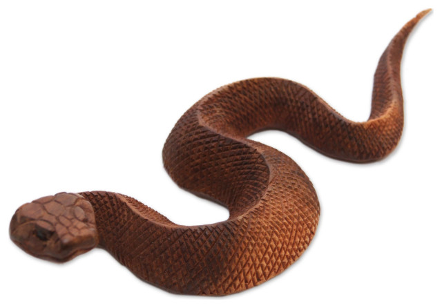 Novica Handmade Slithering Snake Wood Sculpture - Contemporary ...