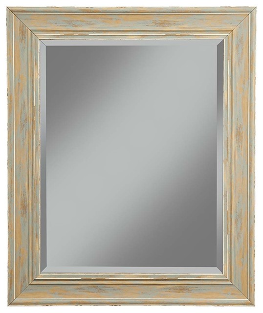 Polystyrene Framed Wall Mirror With Sharp Edges, Antique Turquoise Blue ...