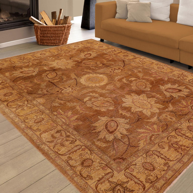 Antique Lavastone Low-Pile Sherice Gold/Lt. Gold Wool Rug - 8'1'' x 9 ...