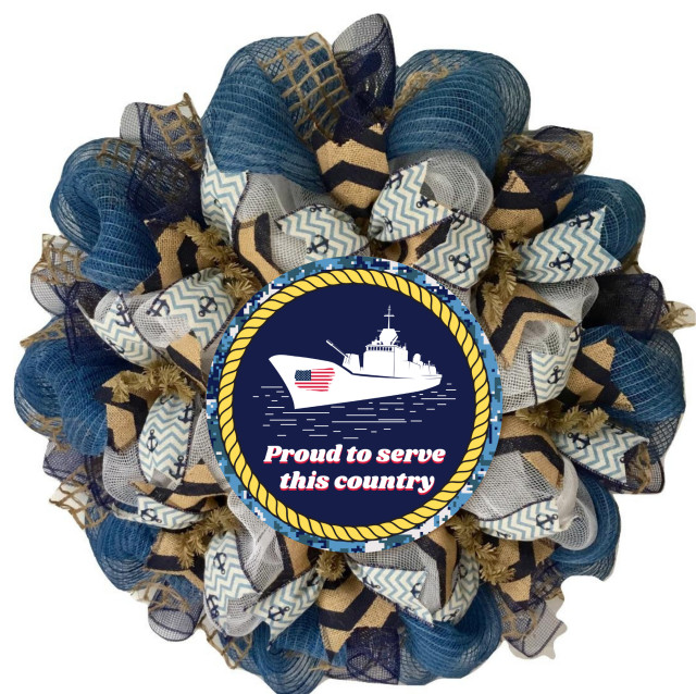 Military Appreciation Wreath Navy Blue and Yellow HandmadeWreath ...