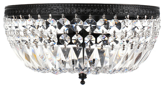 Chloe 3-light Crystal Basket Flush Mount Chandelier - Contemporary ...