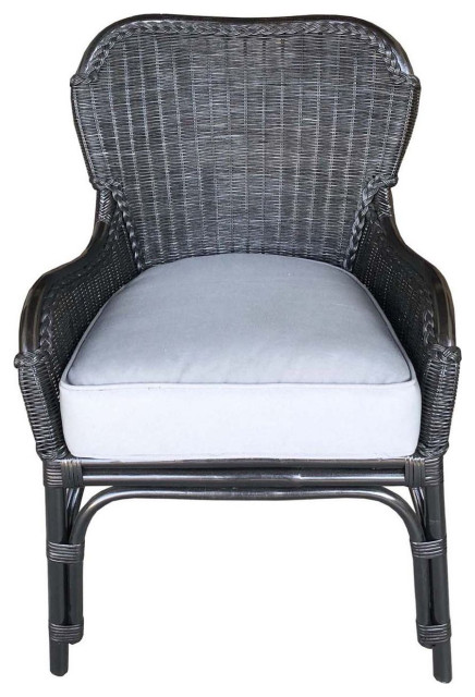 Padma Jordan Wing Ding Chair Wicker, Black - Tropical - Dining Chairs ...