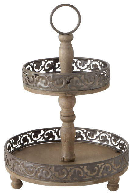 Round 2 Tier Stand, 17.75 Inches Tall - French Country - Dessert And ...