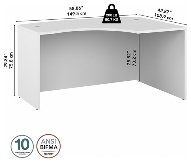 Studio C 60W x 43D Right Hand L-Bow Desk Shell in Storm Gray ...
