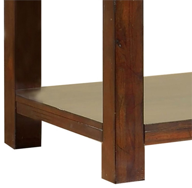 Square Shaped End Table with Open Bottom Shelf Brown - Transitional ...