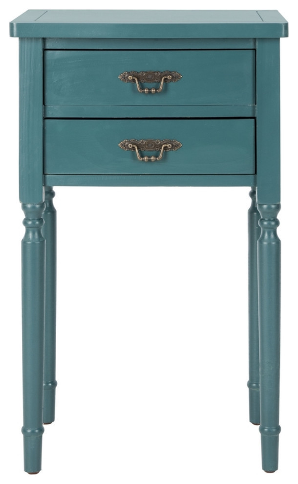 Floyd End Table With Storage Drawers, Teal - Eclectic - Side Tables And ...