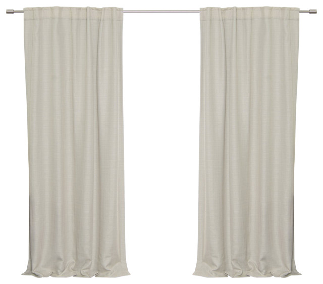 Woven Faux Linen Back Tab Curtains with Blackout Lining, 52"x96 ...