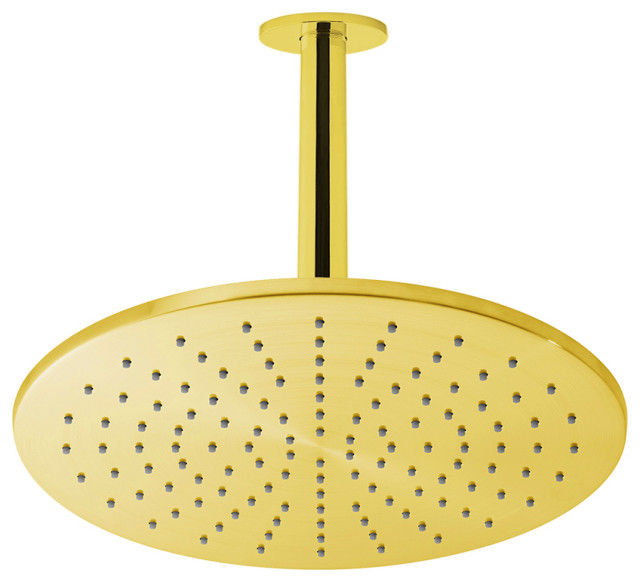 16" Gold Tone Round Color Changing LED Rain Shower Head - Contemporary ...