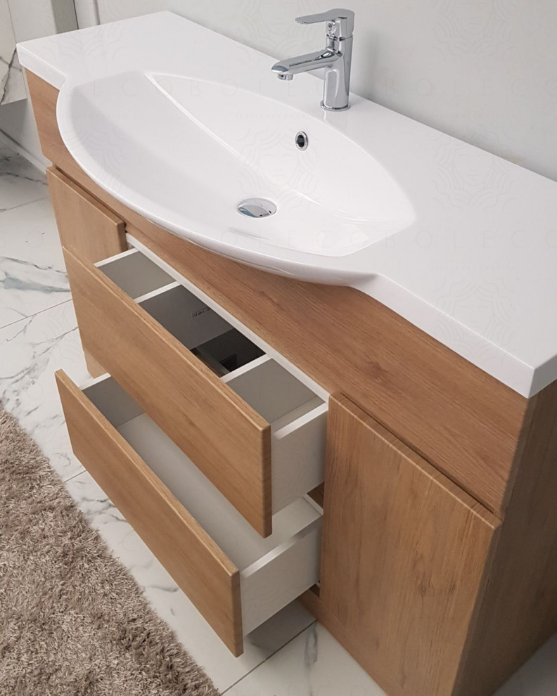 Mobile bagno Silvia 120 cm con lavabo in resina - rovere naturale ...
