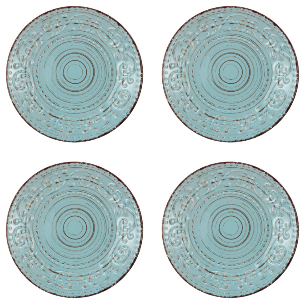 Turquoise Rustic Flare Dinner Plates Set of 4 | Vintage-Inspired ...