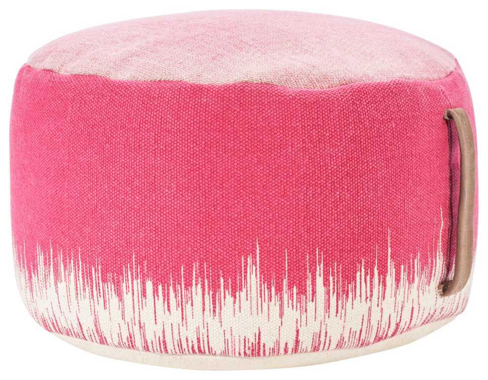 Mina Victory AS263 Pouf, Hot Pink, 20"X20"X12" - Transitional - Floor ...