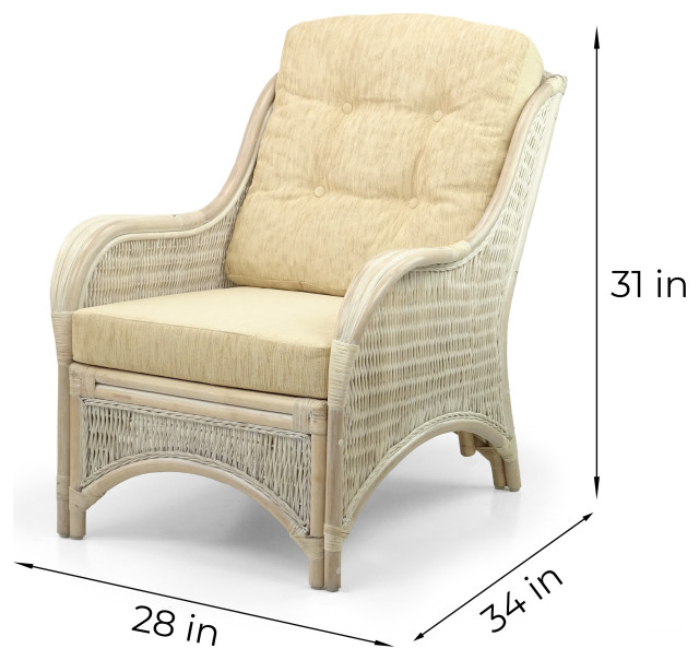 Jam Natural Rattan Wicker Handmade Chair White Wash color - Tropical ...