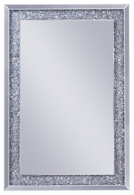 ACME Furniture Noralie Wall Decor in Mirrored and Faux Diamonds ...