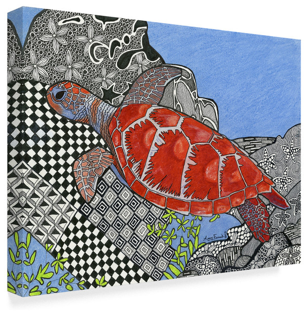 Amy Frank 'The Sea Turtle' Canvas Art, 14"x19" - Beach Style - Prints ...