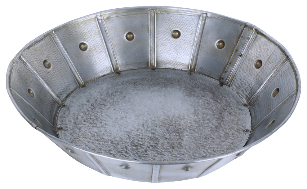 13x13x2" Round Tray I, Galvanized Metal Farmhouse Decor - Farmhouse ...