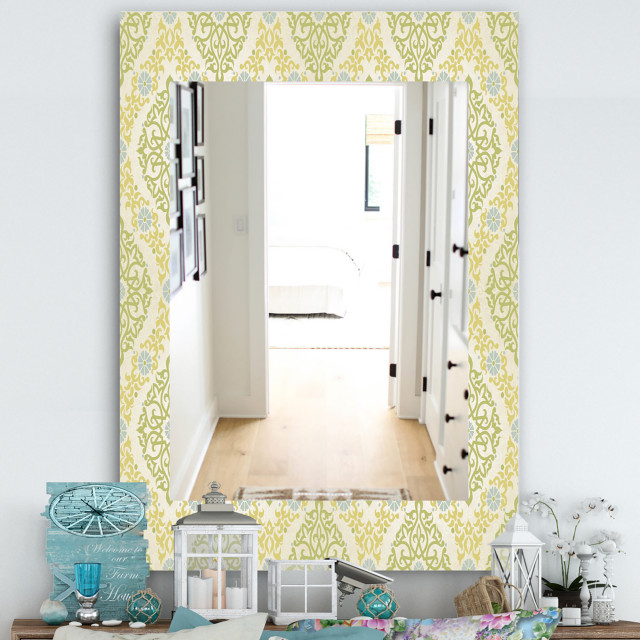 Designart Pattern in Eastern Style Midcentury Frameless Wall Mirror ...