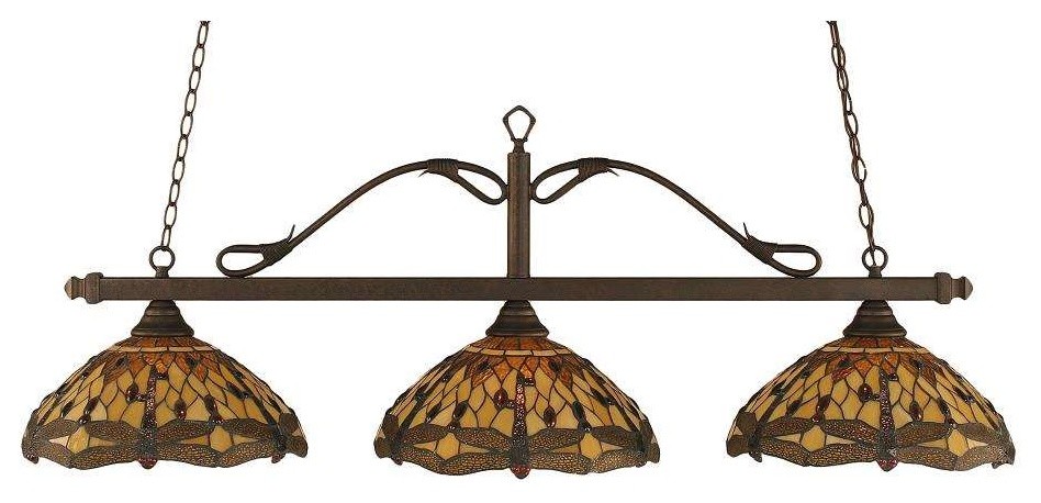 Toltec Lighting 823-BRZ-946 Scroll - Three Light Billiard ... Toltec Lighting 823-BRZ-946 Scroll - Three Light Billiard ...