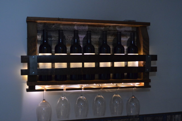 Lighted Wine Rack - Rustic - Wine Racks - by All About Barrels | Houzz