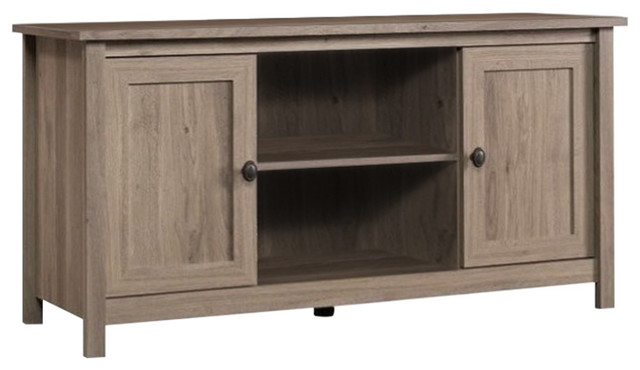 Sauder County Line Engineered Wood TV Stand in Salt Oak - Farmhouse ...