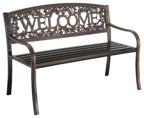 Welcome Metal Bench - Traditional - Outdoor Benches - by Leigh Country ...