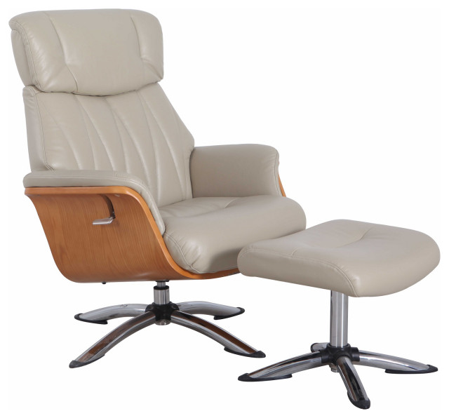 Relax-R Caitlin Recliner and Ottoman in Cobble Air Leather ...