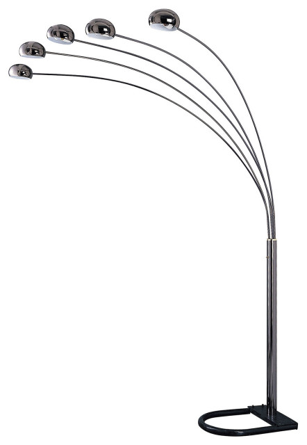 86 Inch Tall Metal Lamp with 5 Adjustable Arch Arms, Black and Chrome ...