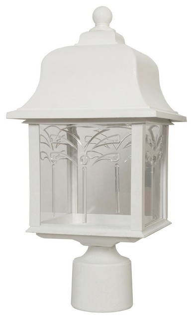 Decorative Outdoor Orchid Post Fixture White Clear Lens - Traditional ...