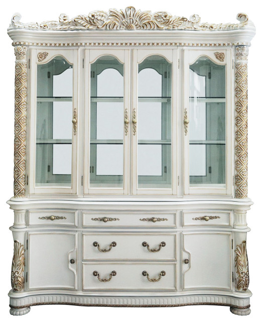 ACME Vendome Hutch & Buffet in Antique Pearl Finish - Victorian - China ...