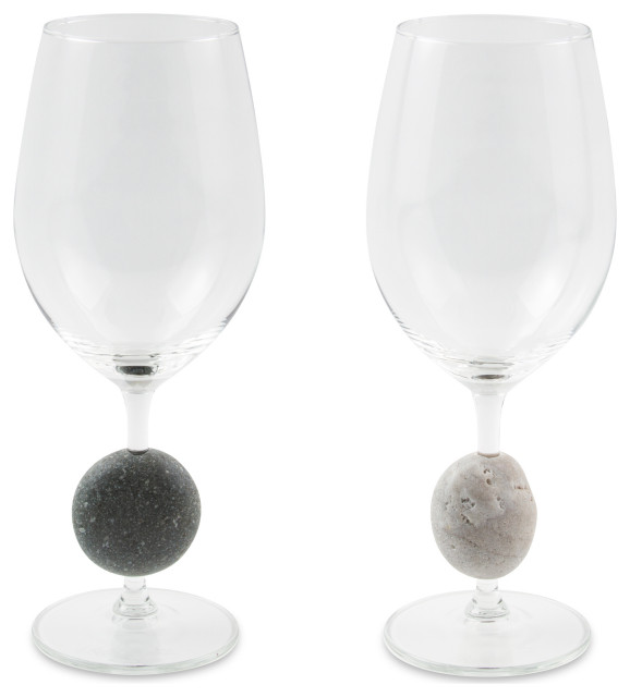 Stone Wine Glasses, Set of 2 - Contemporary - Wine Glasses - by Sea ...