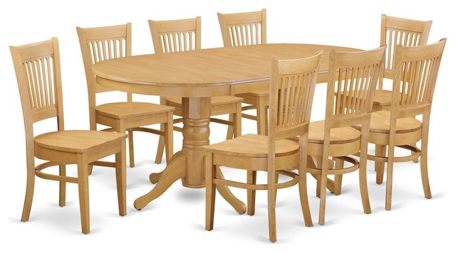 9-Piece Dining Room Set for Table, Leaf and 8 Kitchen Chairs ...