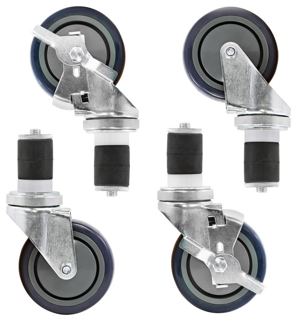 4" Caster Wheel Set Kit for Commercial Stainless Kitchen Prep Work ...