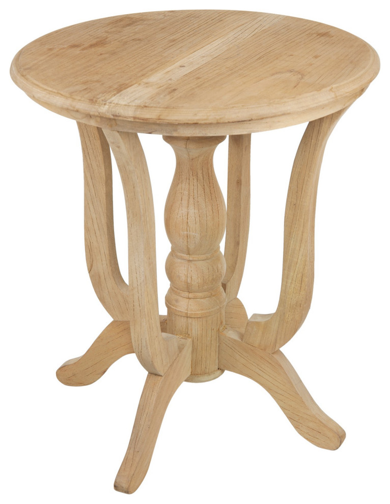 Benzara BM285112 Round Side Table, Turned Legs, Classical, Wood Grain ...