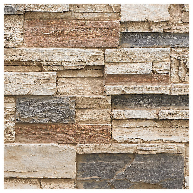 SAMPLE - Faux Stacked Stone Wall Panel - Almond - Traditional - Wall ...