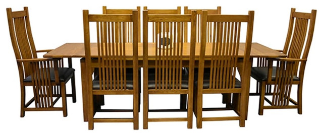 Crafters and Weavers Arts and Crafts Solid Wood Dining Set in Cherry ...