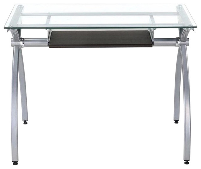 Scranton & Co Contemporary Glass Computer Desk in Clear/Silver ...