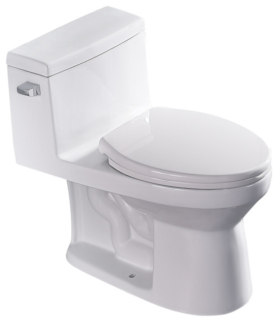 One Piece 1.28 GPF Siphon Jet Single Flushing Toilet - Contemporary ...