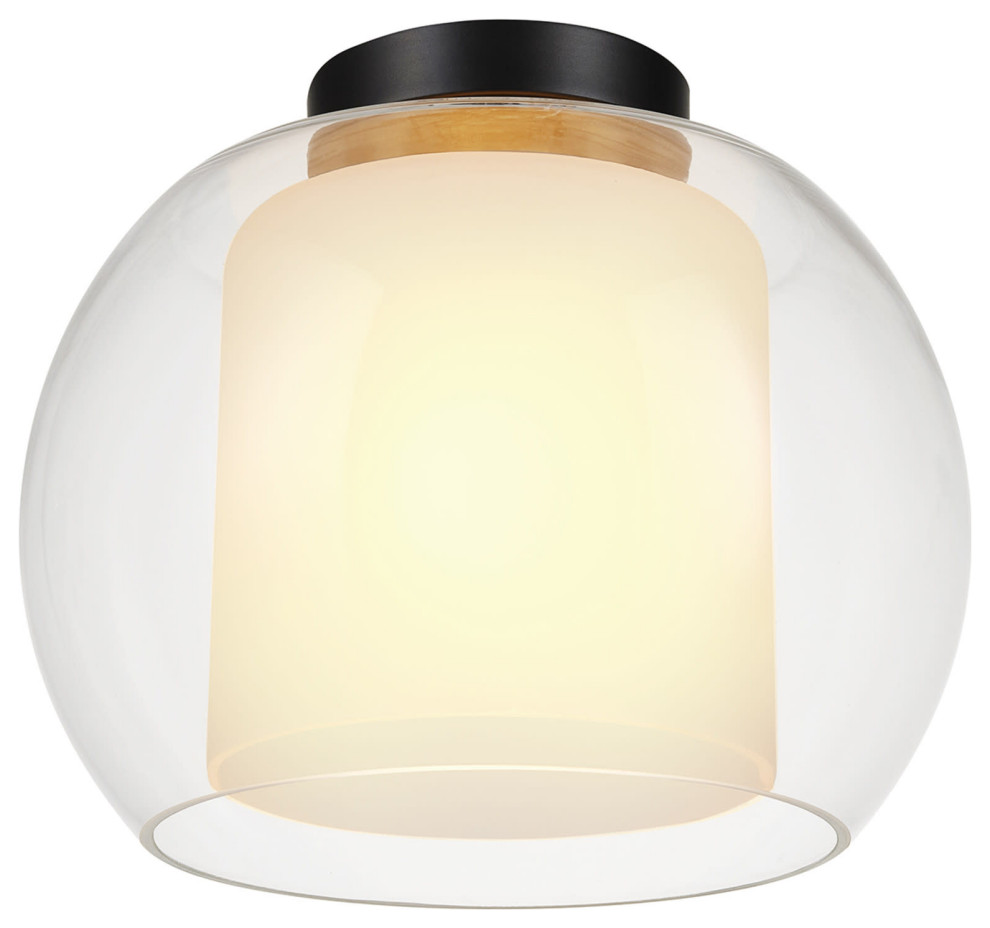 Bellevue GECF60906 Aegis 12"W Flush Mount Globe Ceiling Fixture - Transitional - Flush-mount ...