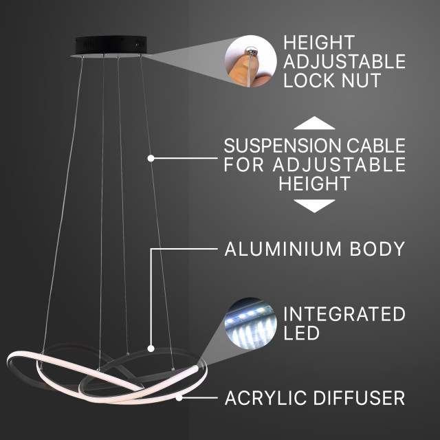 Alexia Abstract Integrated LED Metal Adjustable Pendant - Modern ...