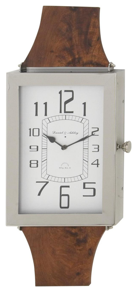 Zimlay Modern Wood And Stainless Steel Wrist Watch Wall Clock 43526 ...