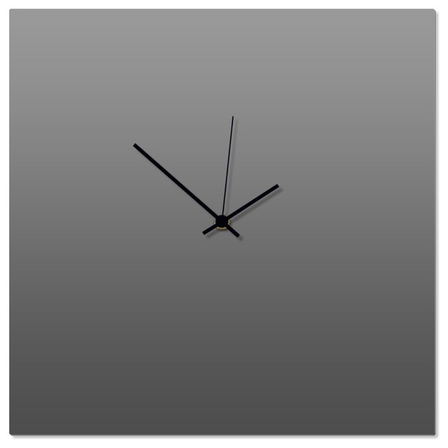 Contemporary Clock 'Grayout Black Square Clock' Artisan-Made Gray ...