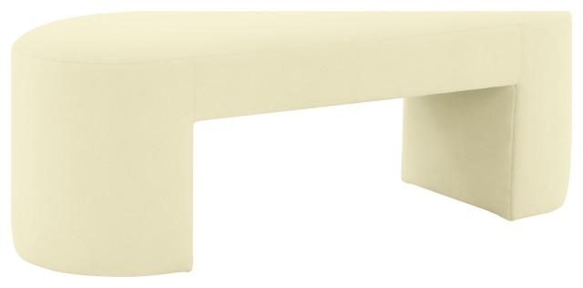 TOV Furniture Elena Transitional 51"W Velvet Bench in Chiffon Yellow ...