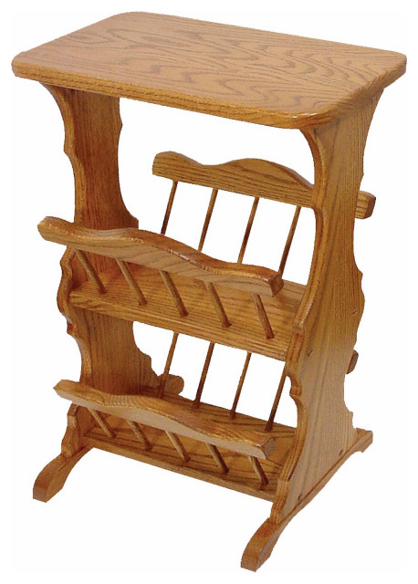 Amish Made Oak Accent Table with Magazine Rack - Traditional - Magazine ...