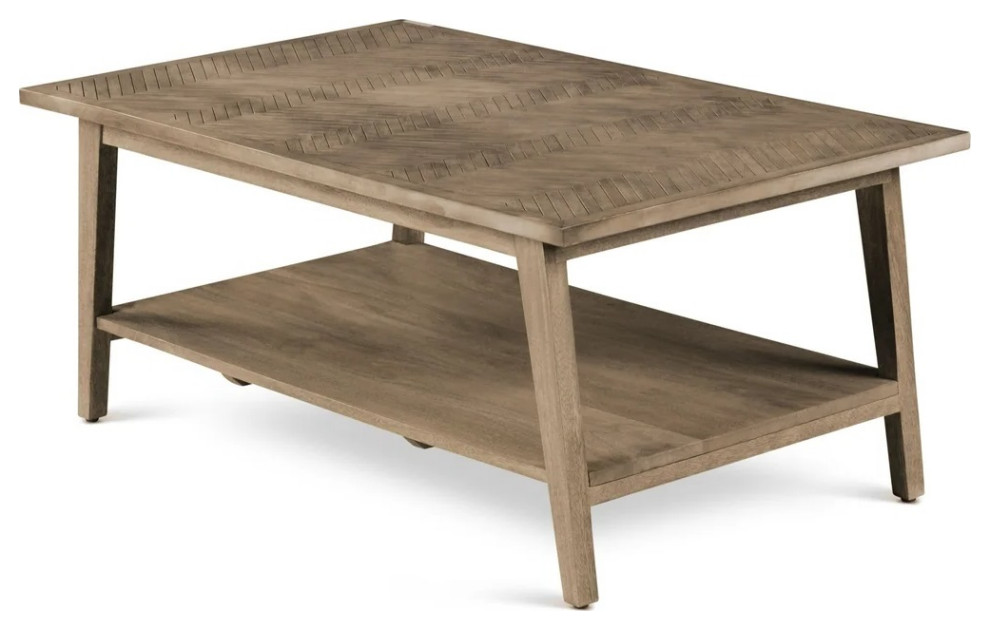 Mid-Century Natural Wood Coffee Table with Herringbone Pattern, 47 ...